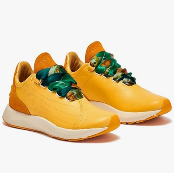 Saysh | Shoes | Saysh Two Running Shoes Golden Retro Leather Sneakers ...